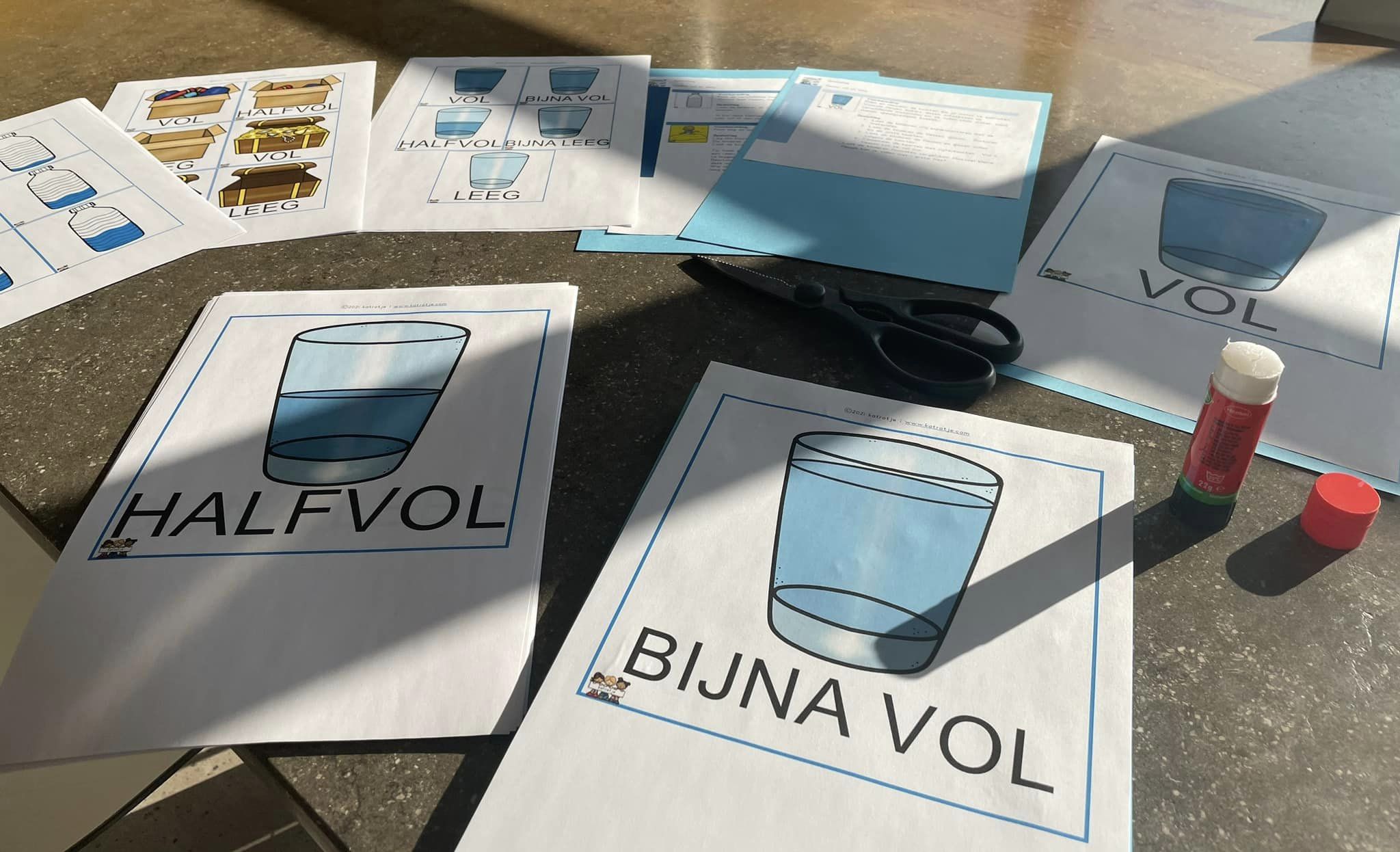 begrippenkaartjes vol - halfvol - leeg – katrotje